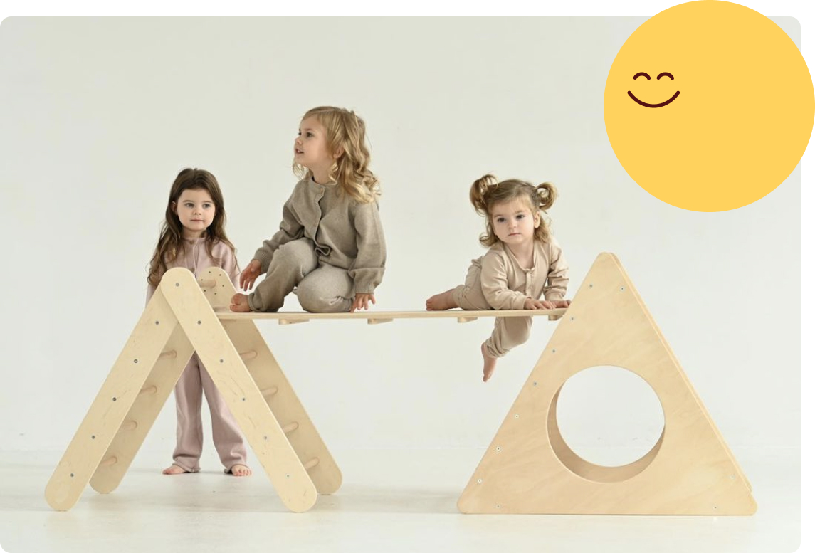 Montessori Pikler Dreieck - sicheres Kletterspielzeug aus Holz ...